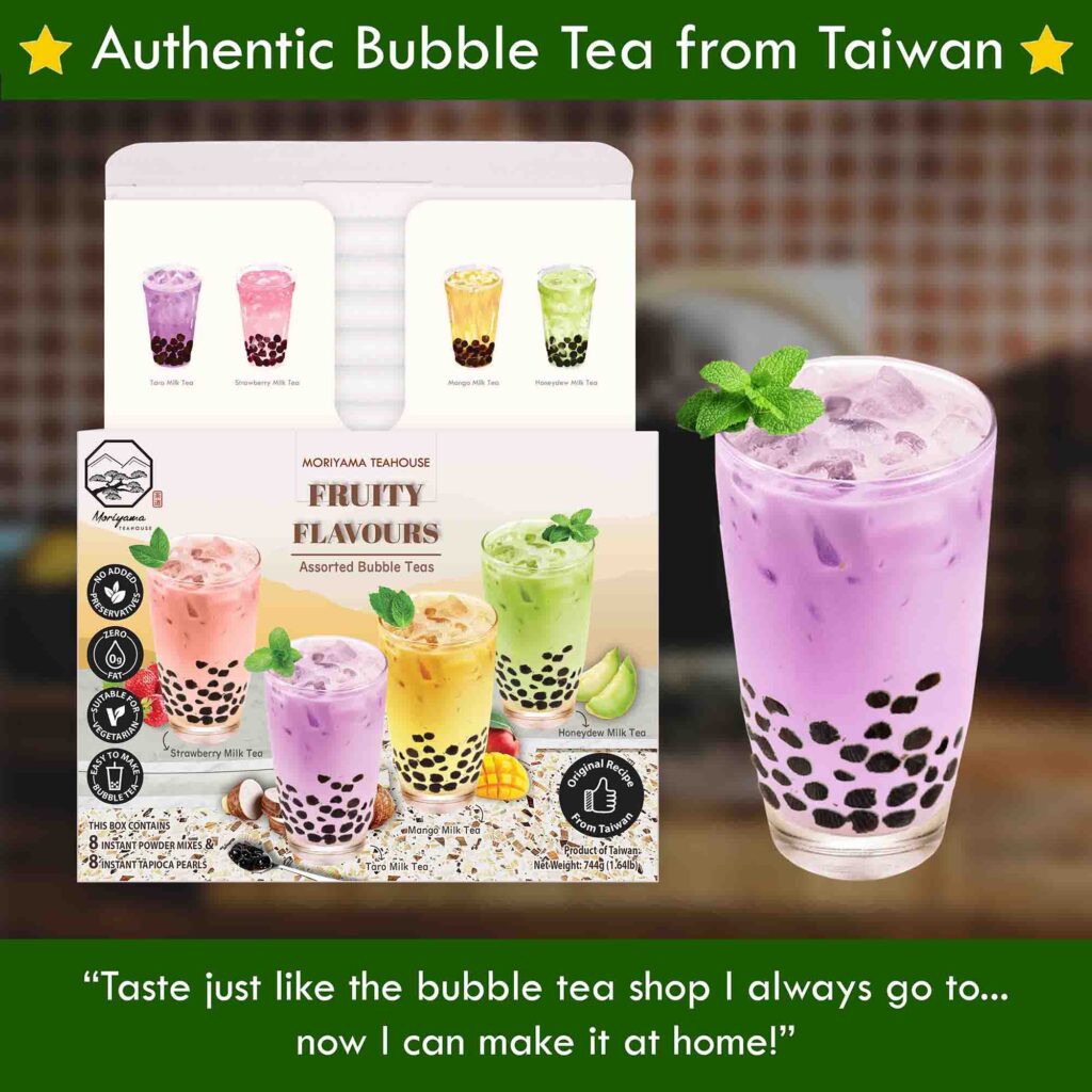 Fruity Flavours Bubble Tea Kit with Instant Tapioca Pearls (8 drinks ...
