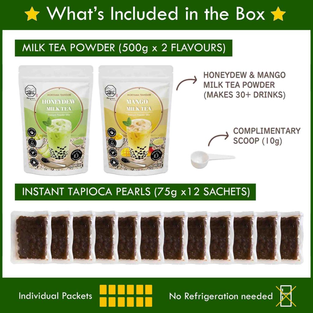 Honeydew & Mango Bubble Tea Kit with Instant Tapioca Pearls (30+ drinks ...